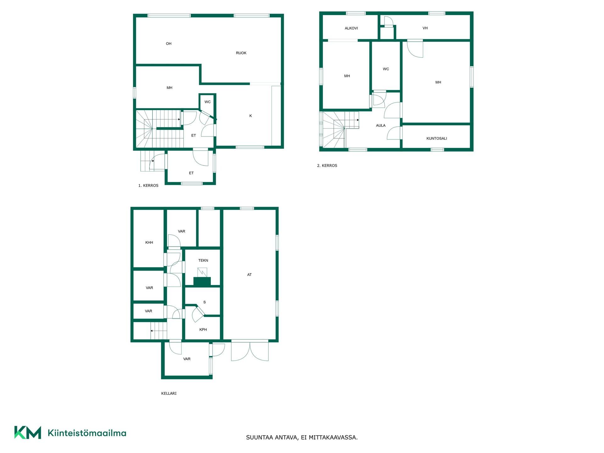 3 mh, oh, k, rt, 2 x erillinen wc, s, ph, khh, Helsingintie 582, Kulloo ...